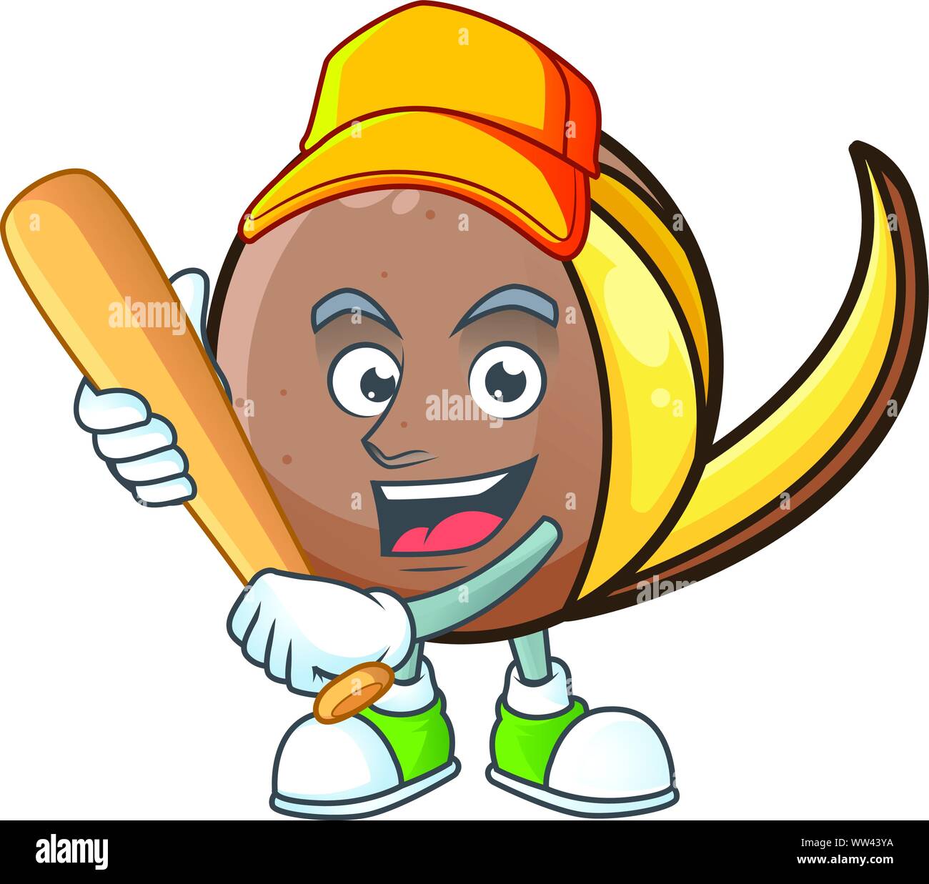 Playing baseball bambangan fruit cartoon character with mascot Stock ...