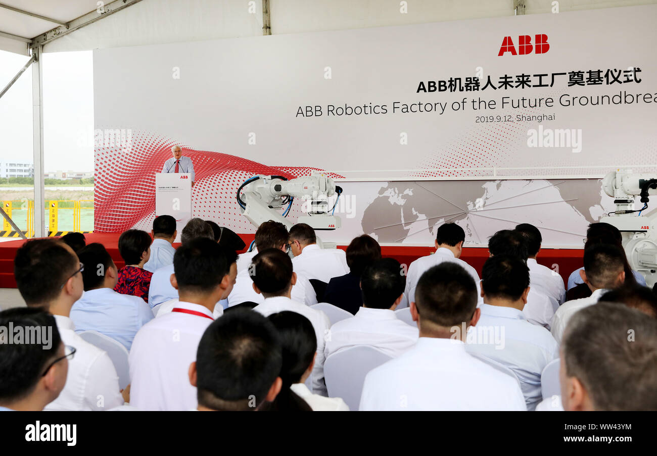 Shanghai, China. 12th Sep, 2019. Peter Voser, Chairman and CEO of ABB, speaks during the ...