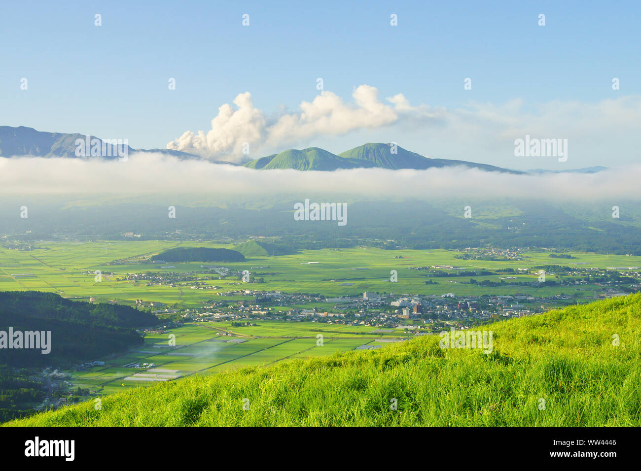 Volcanic smoke, Mt. Aso, Japan Stock Photo - Alamy