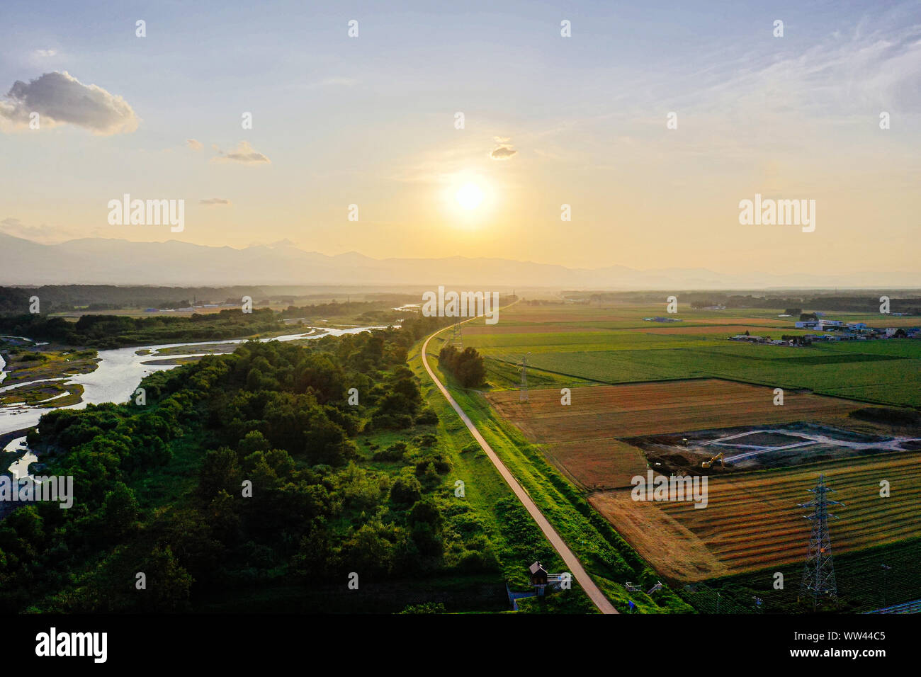 Scenery, Tokachi, Hokkaido Prefecture, Japan, evening Stock Photo - Alamy