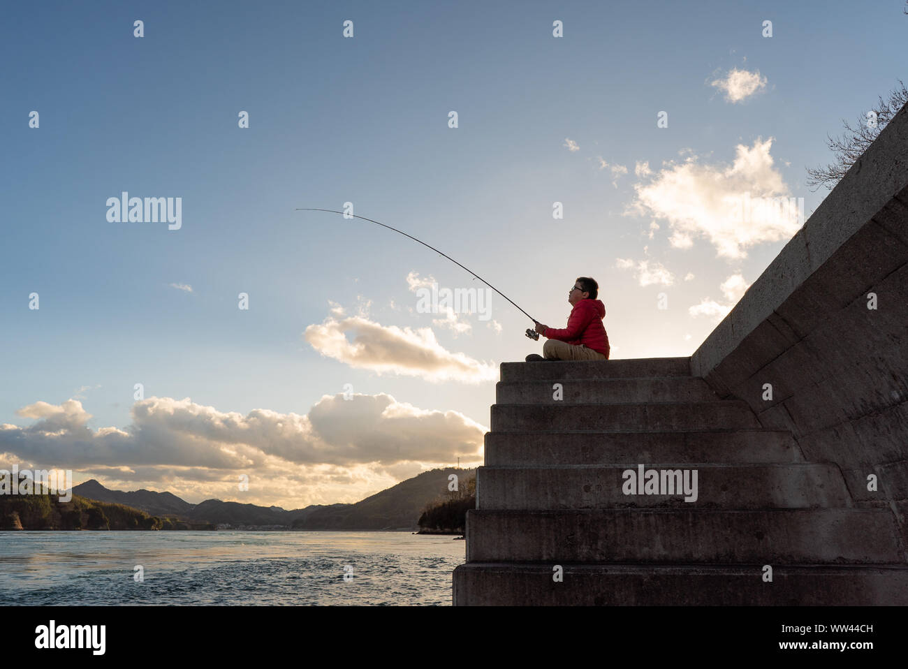 Boy lake fishing dawn hi-res stock photography and images - Alamy