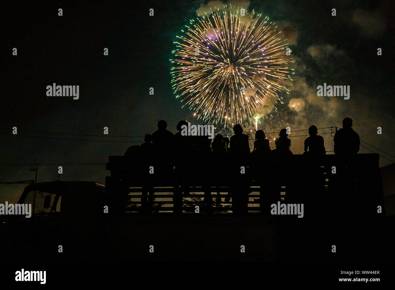 People watching fireworks Stock Photo - Alamy