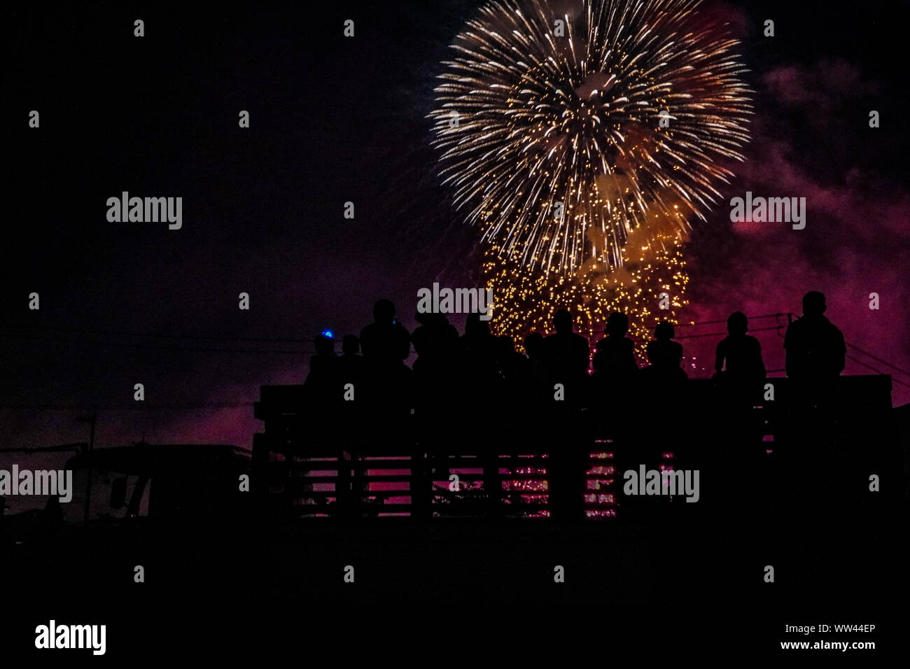 People watching fireworks Stock Photo - Alamy