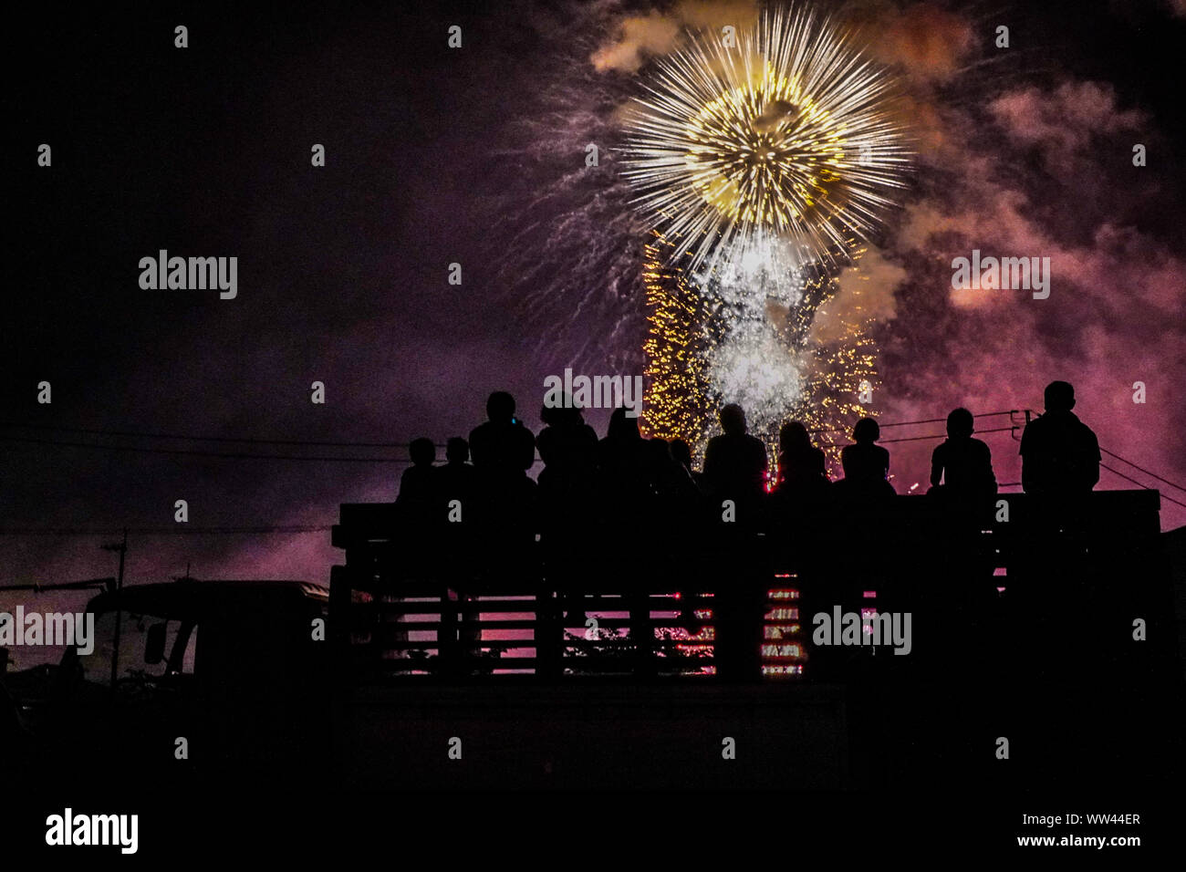 People watching fireworks Stock Photo - Alamy