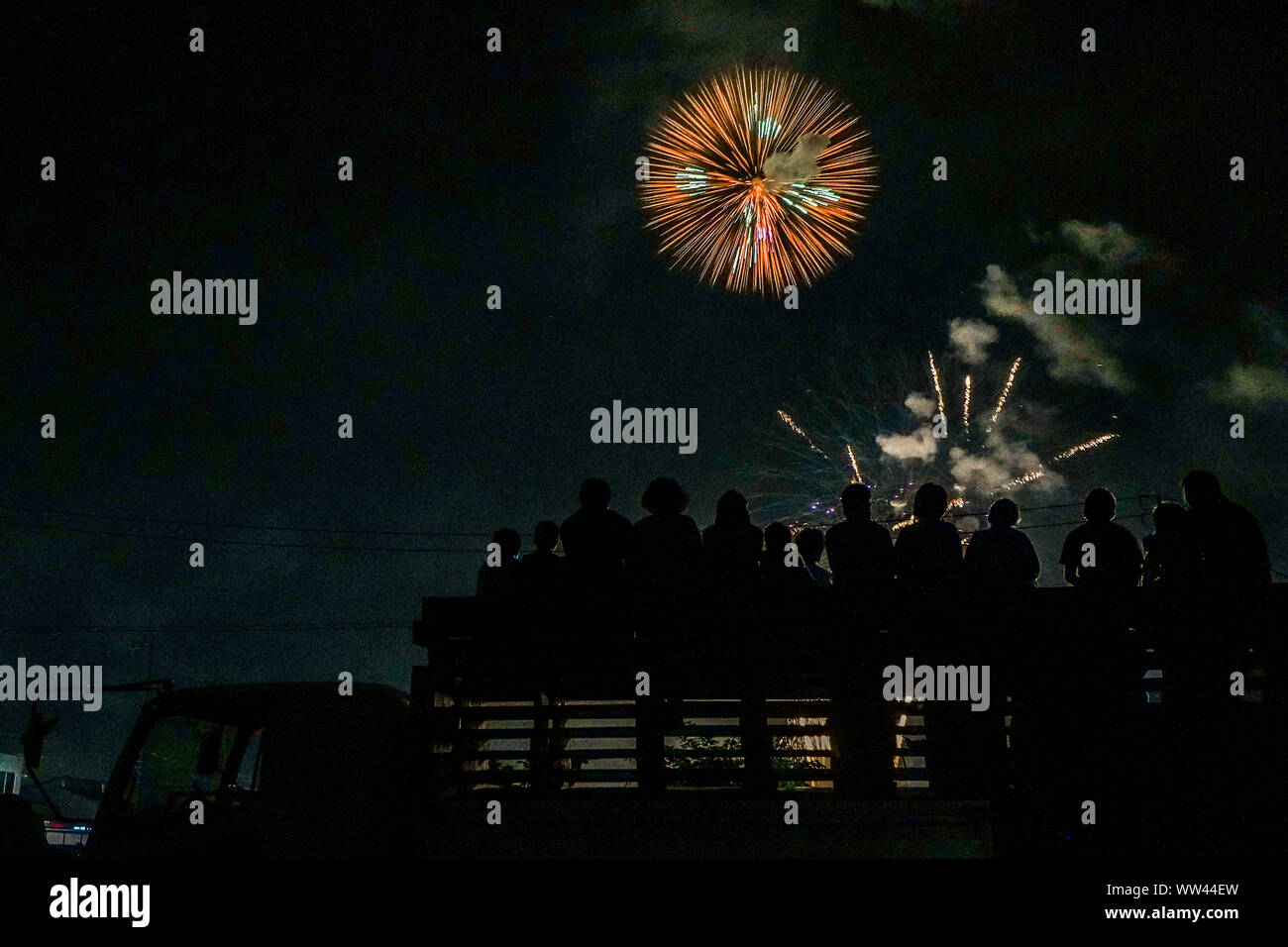 People watching fireworks Stock Photo - Alamy