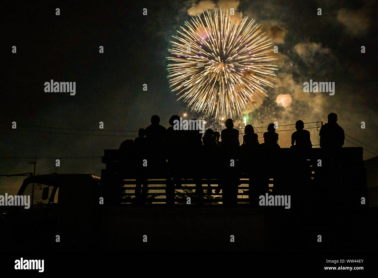 People watching fireworks Stock Photo - Alamy
