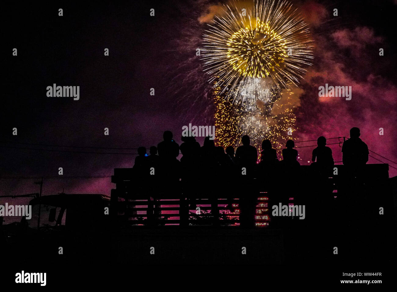 People watching fireworks Stock Photo - Alamy