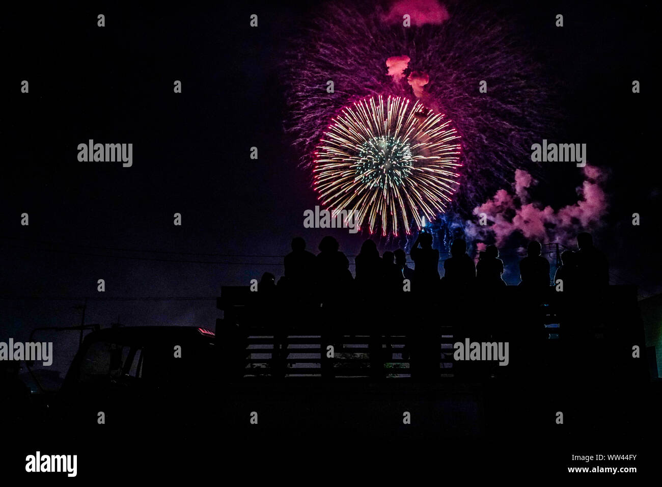 People watching fireworks Stock Photo - Alamy