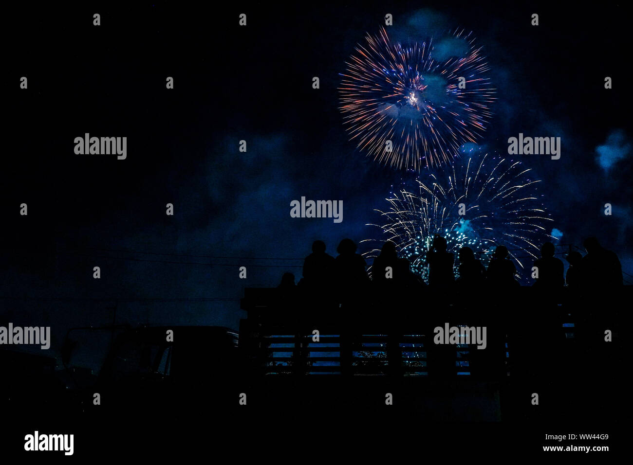 People watching fireworks Stock Photo - Alamy