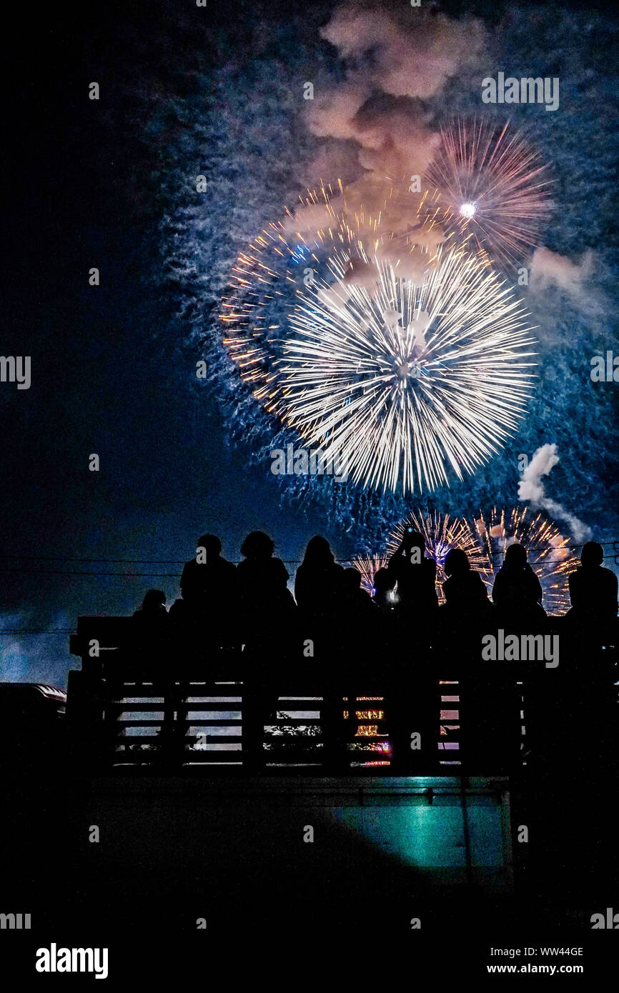 People watching fireworks Stock Photo - Alamy