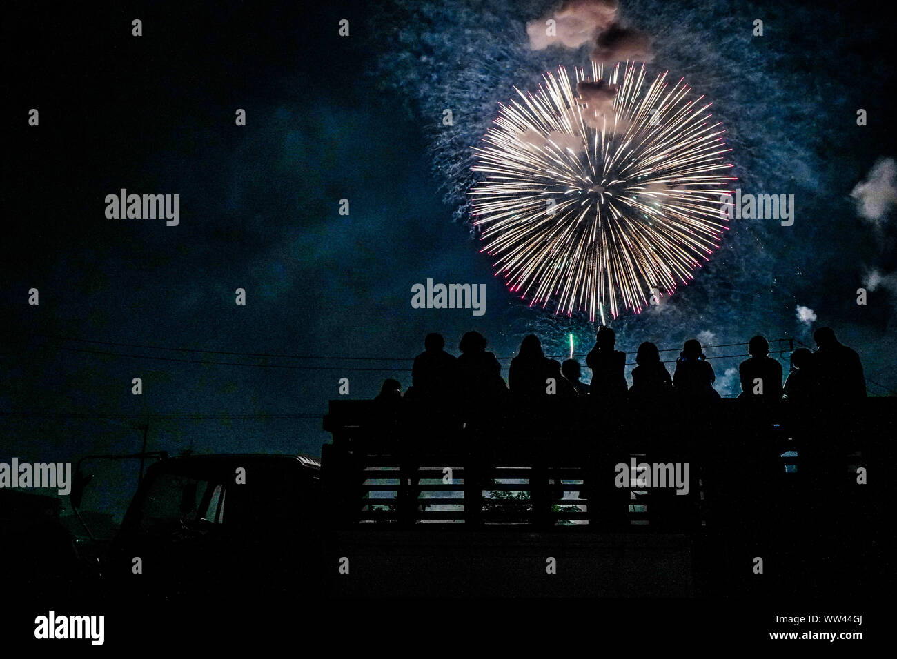 People watching fireworks Stock Photo - Alamy