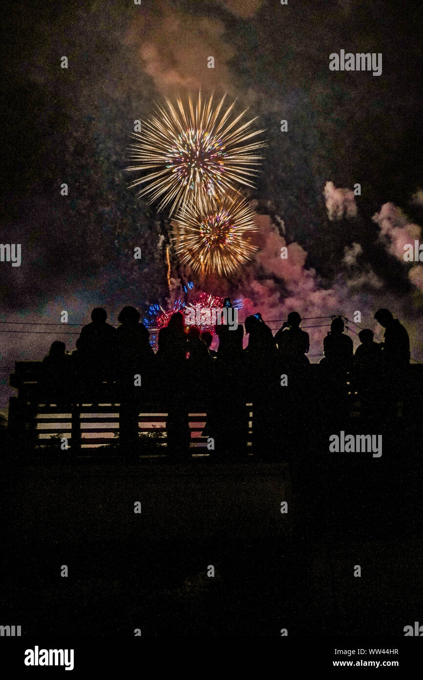 People watching fireworks Stock Photo - Alamy