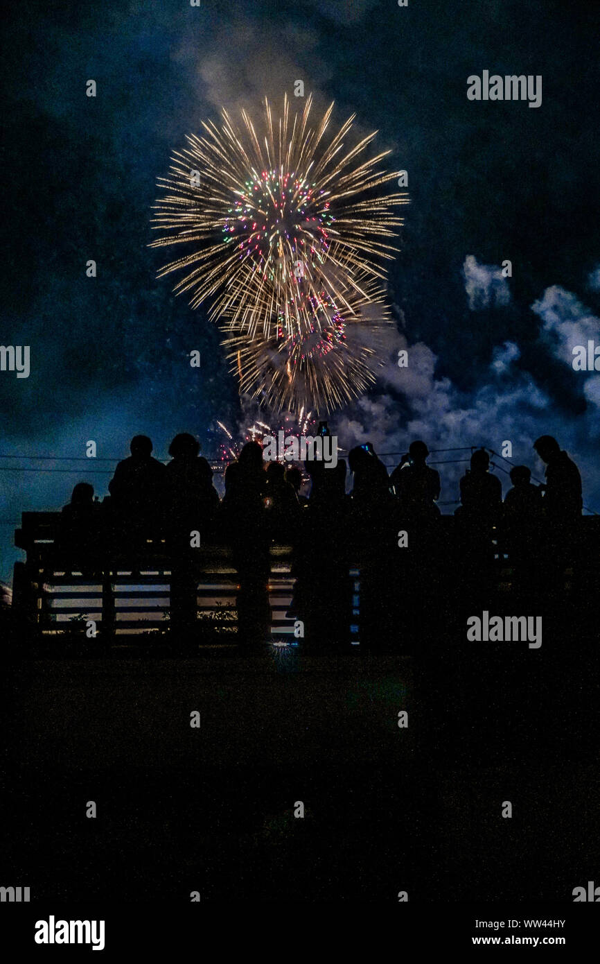 People watching fireworks Stock Photo - Alamy