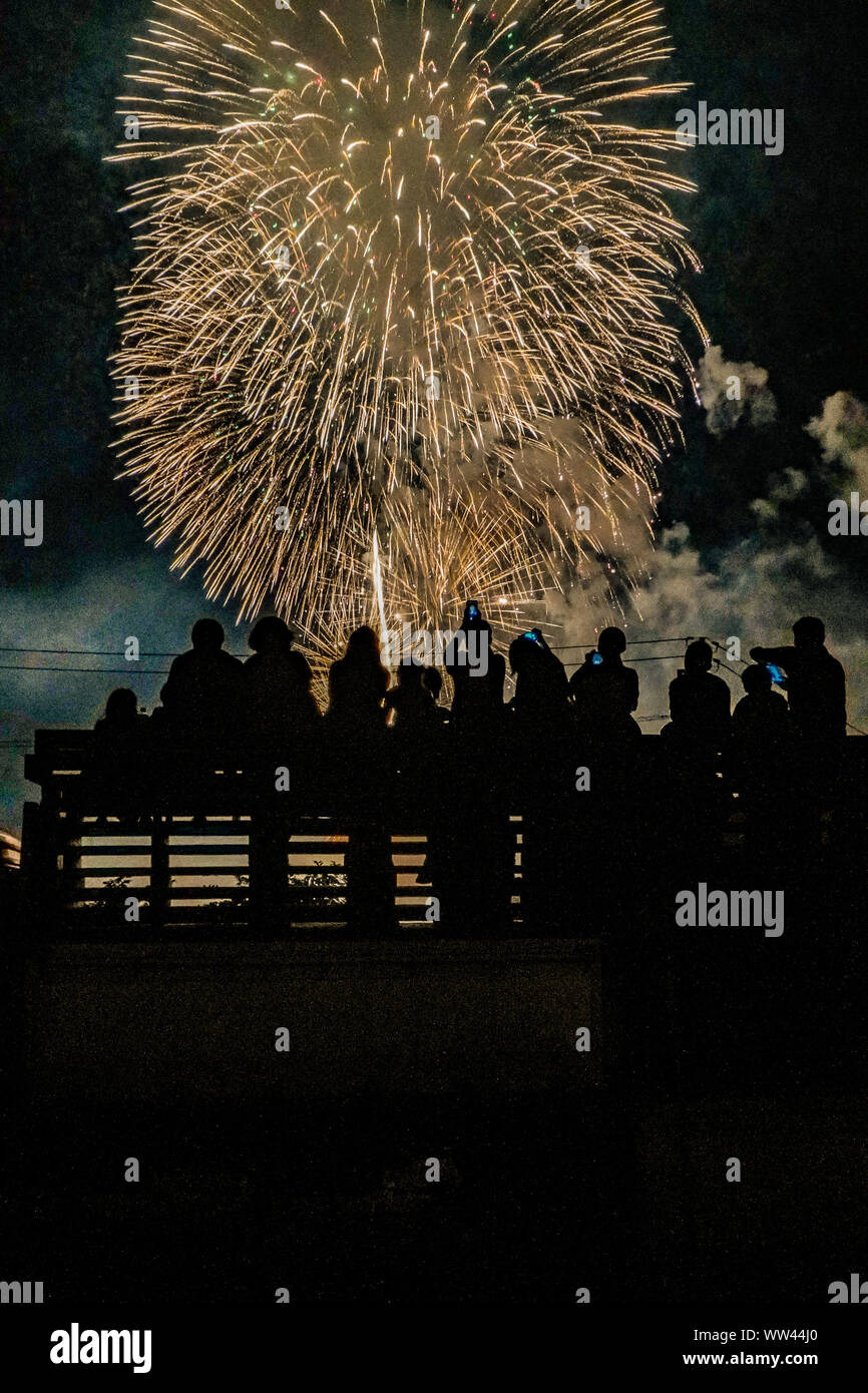 People watching fireworks Stock Photo - Alamy