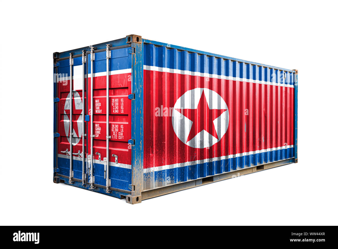 The concept of North Korea export-import, container transporting and ...