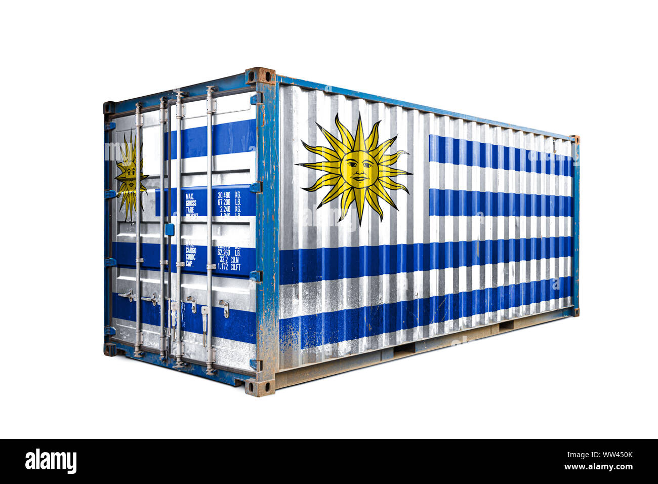 The concept of Uruguay export-import, container transporting and ...