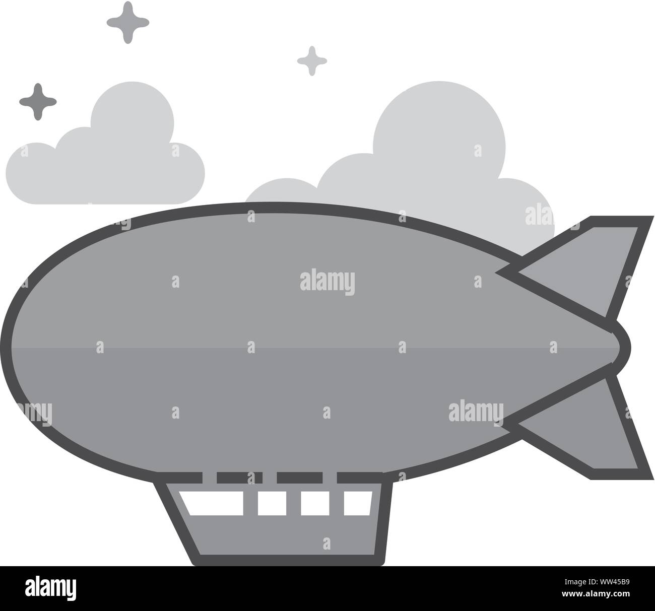 Airship icon in flat outlined grayscale style. Vector illustration ...