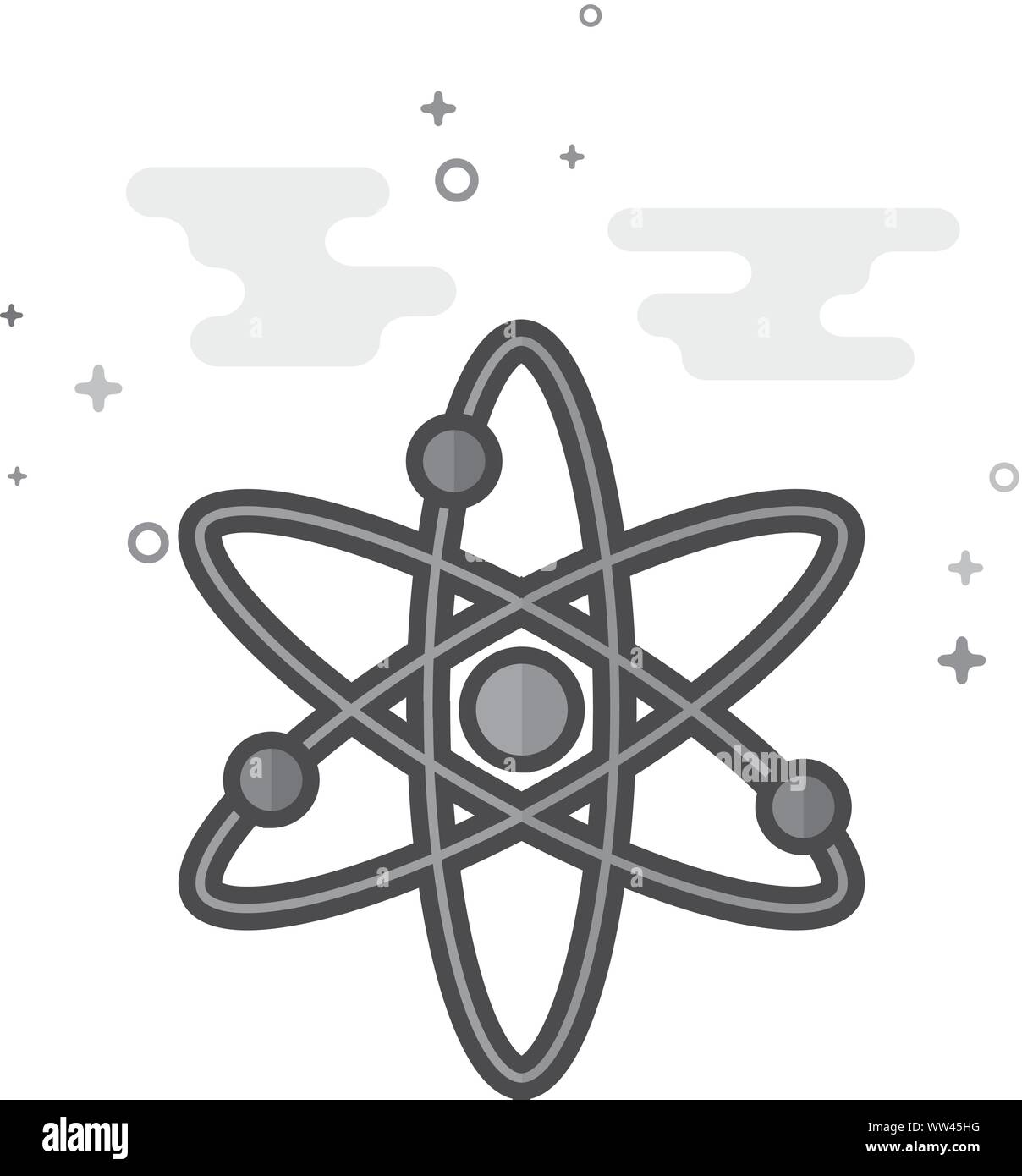 Atom structure icon in flat outlined grayscale style. Vector illustration Stock Vector Image ...