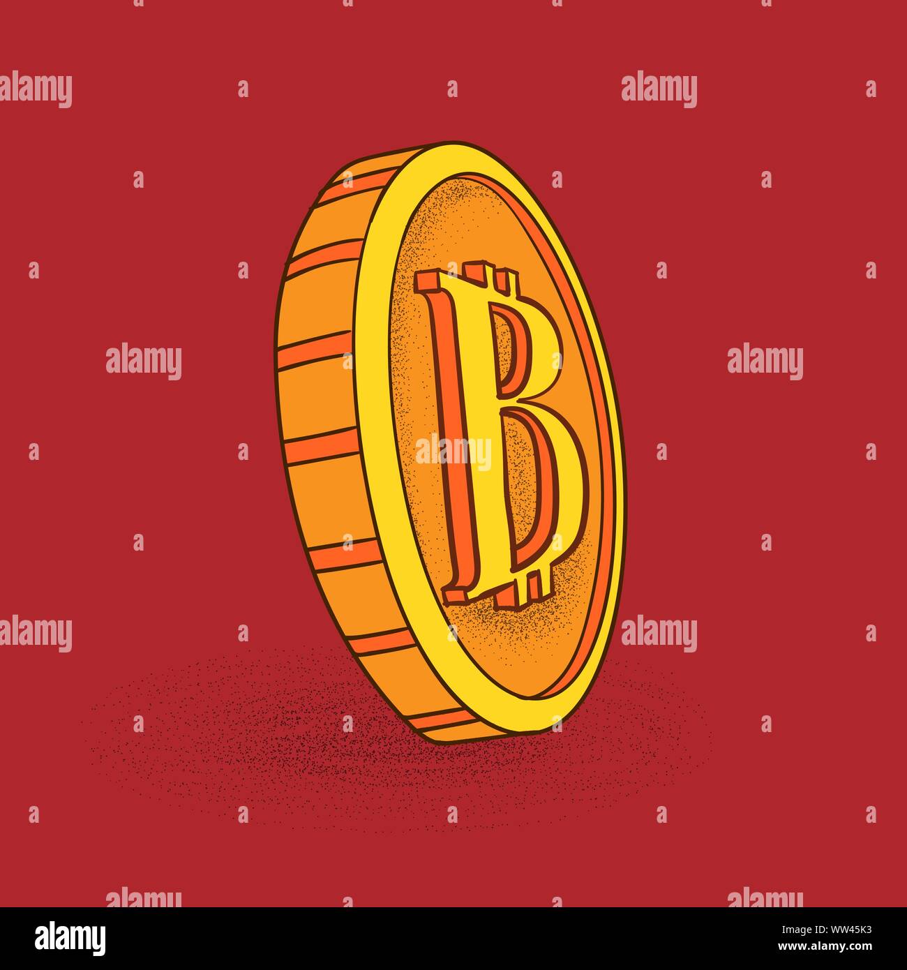 Bitcoin sign icon in sketch style. Vector illustration Stock Vector ...