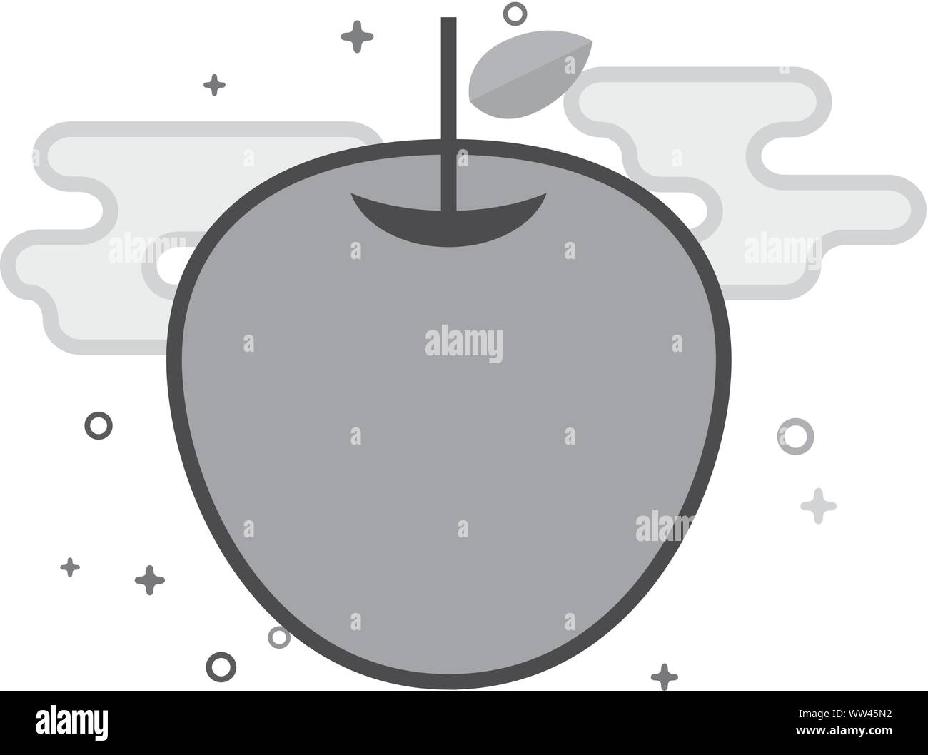 Apple icon in flat outlined grayscale style. Vector illustration Stock ...