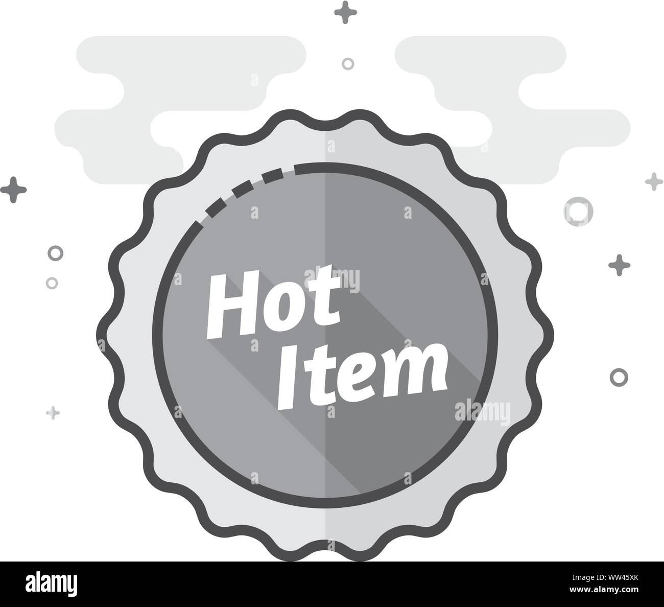 Hot item label icon in flat outlined grayscale style. Vector ...