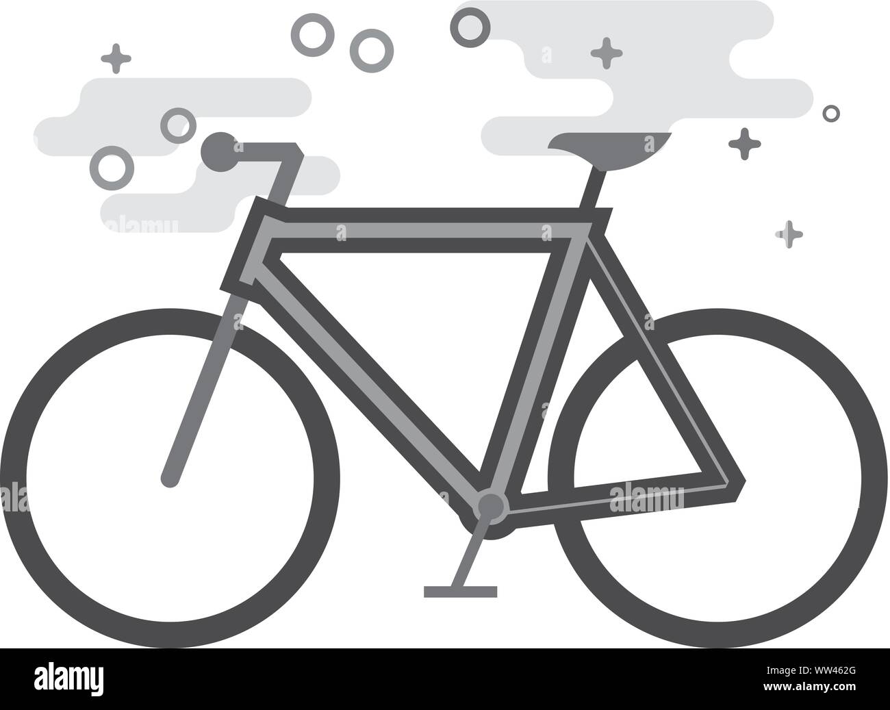 Road bicycle icon in flat outlined grayscale style. Vector illustration ...