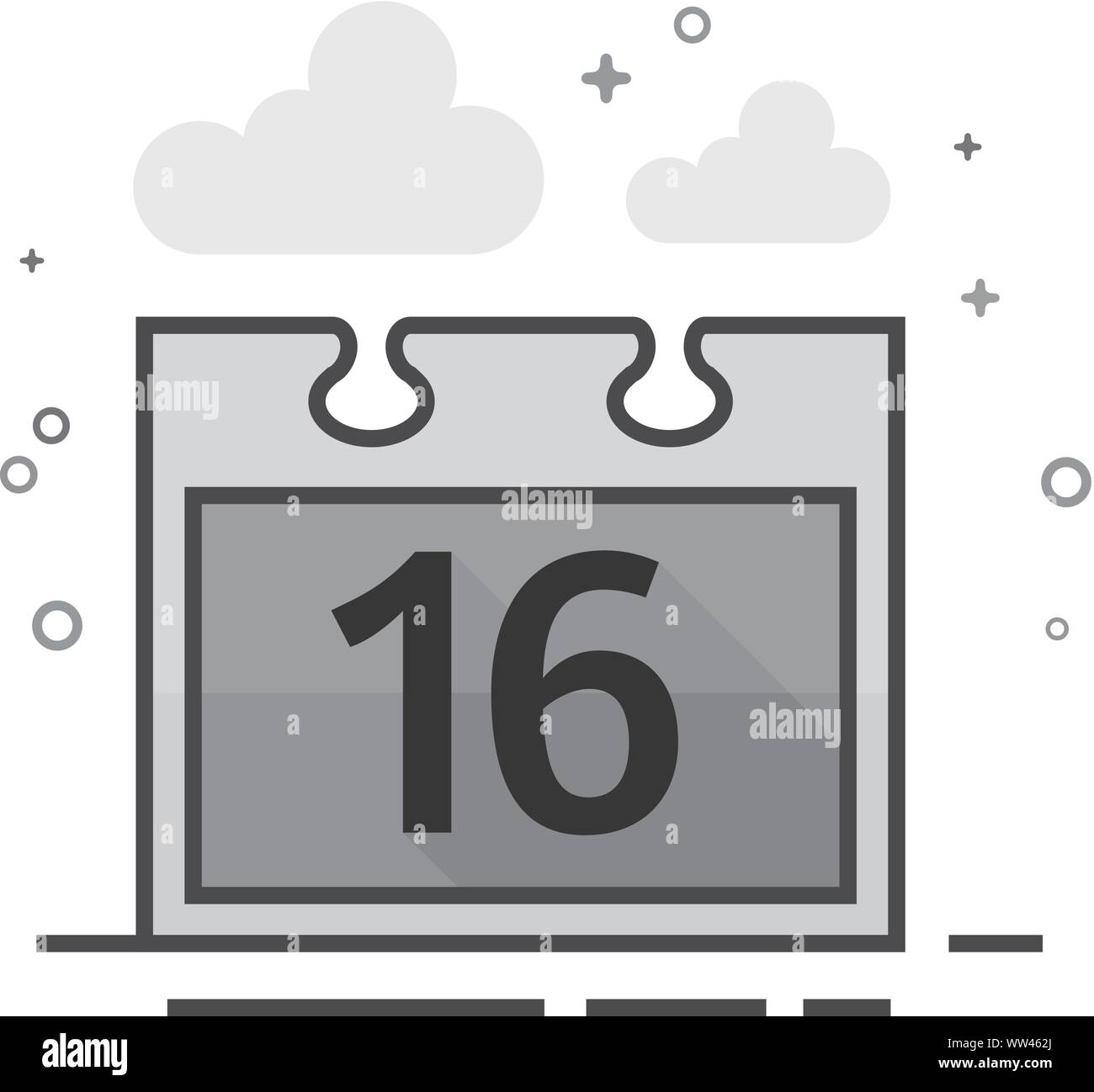 Calendar icon in flat outlined grayscale style. Vector illustration ...