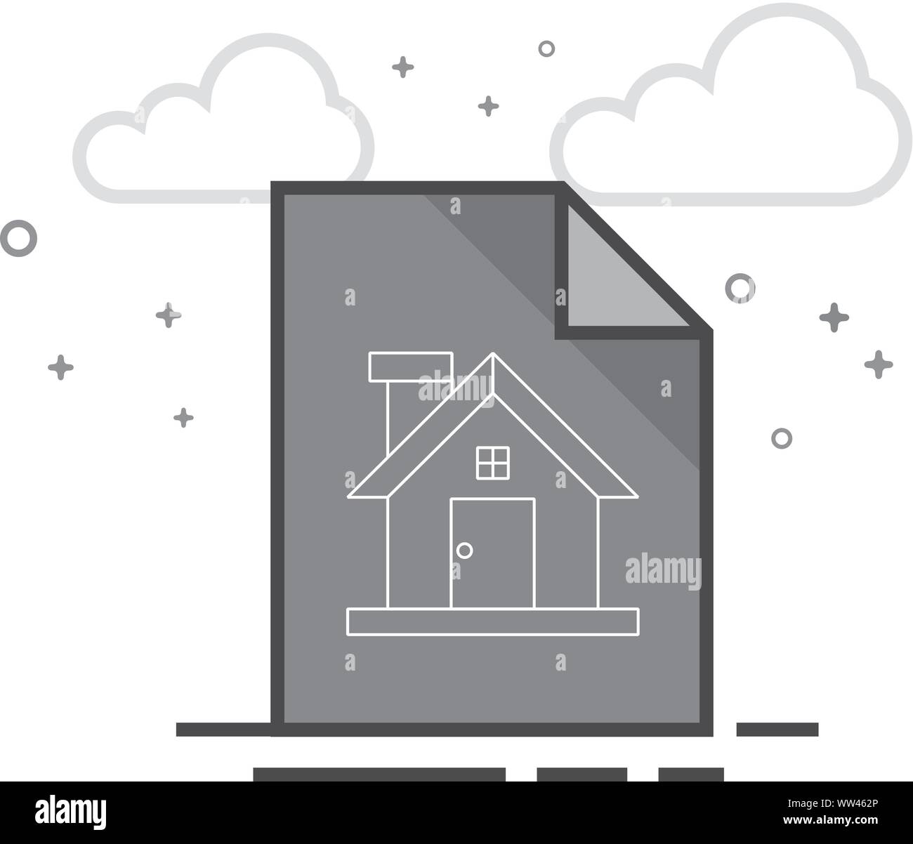 Blueprint icon in flat outlined grayscale style. Vector illustration ...