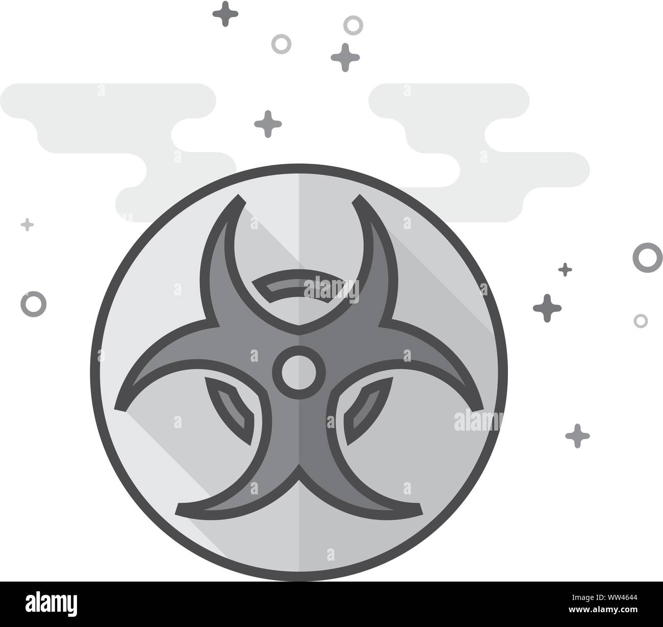 Biohazard symbol icon in flat outlined grayscale style. Vector ...