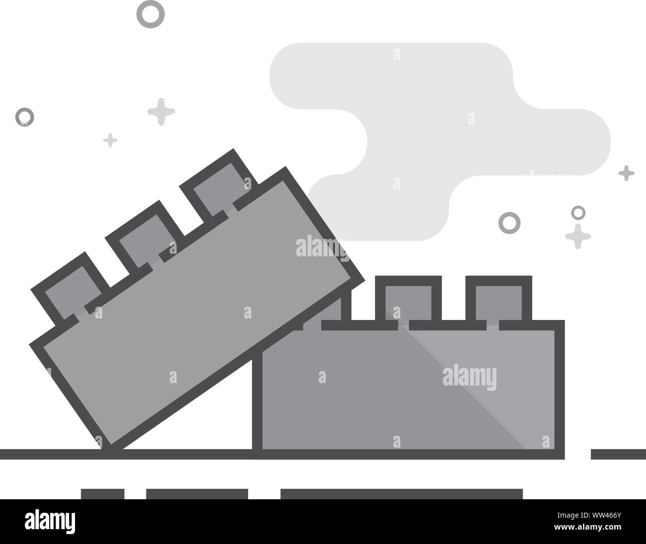 Building blocks icon in flat outlined grayscale style. Vector ...
