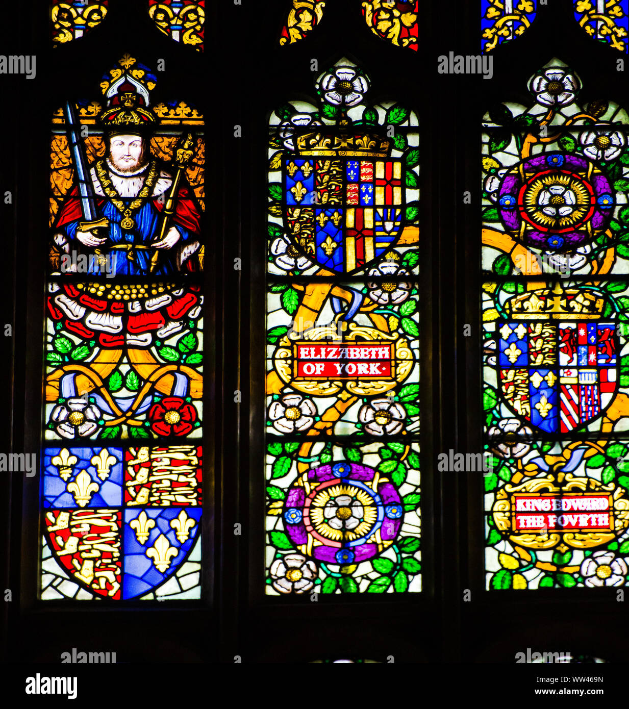 Stained glass windows, Great Watching Chamber, Hampton Court. King ...