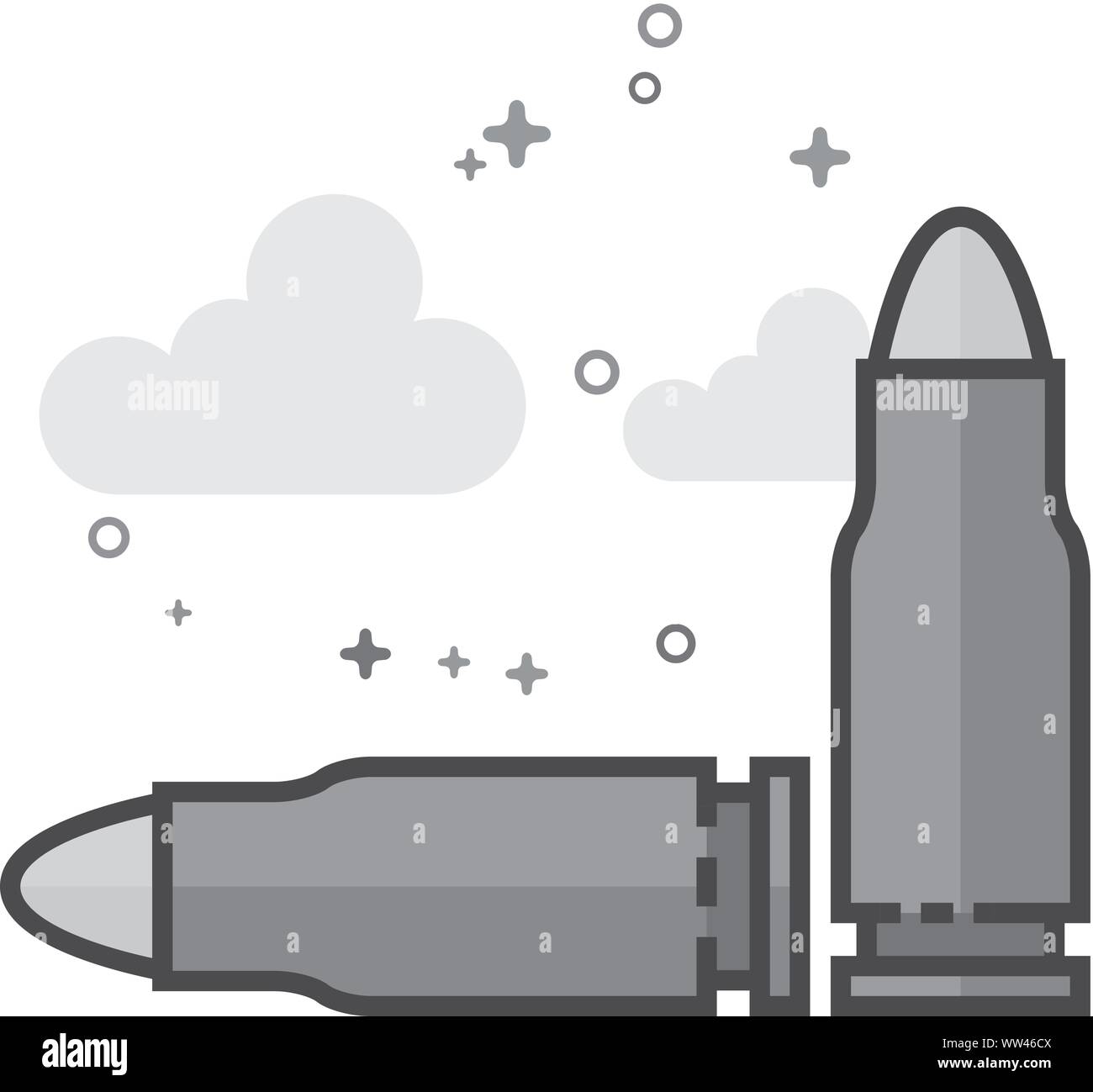 Bullets icon in flat outlined grayscale style. Vector illustration ...