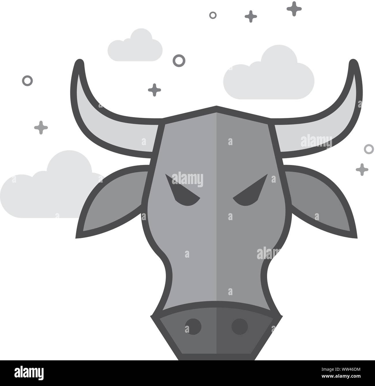 Bullish icon in flat outlined grayscale style. Vector illustration ...