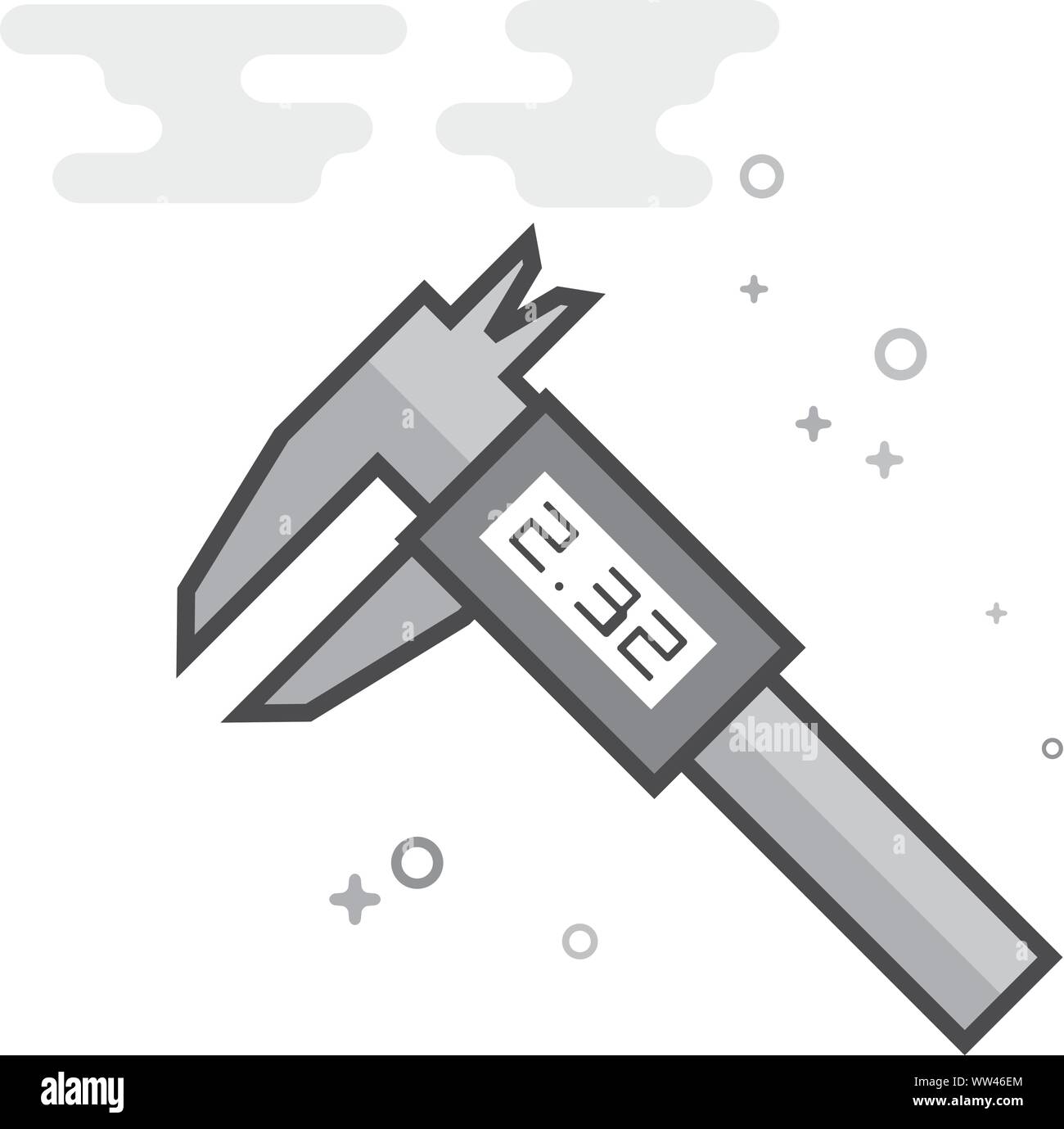 Dial caliper icon in flat outlined grayscale style. Vector illustration ...