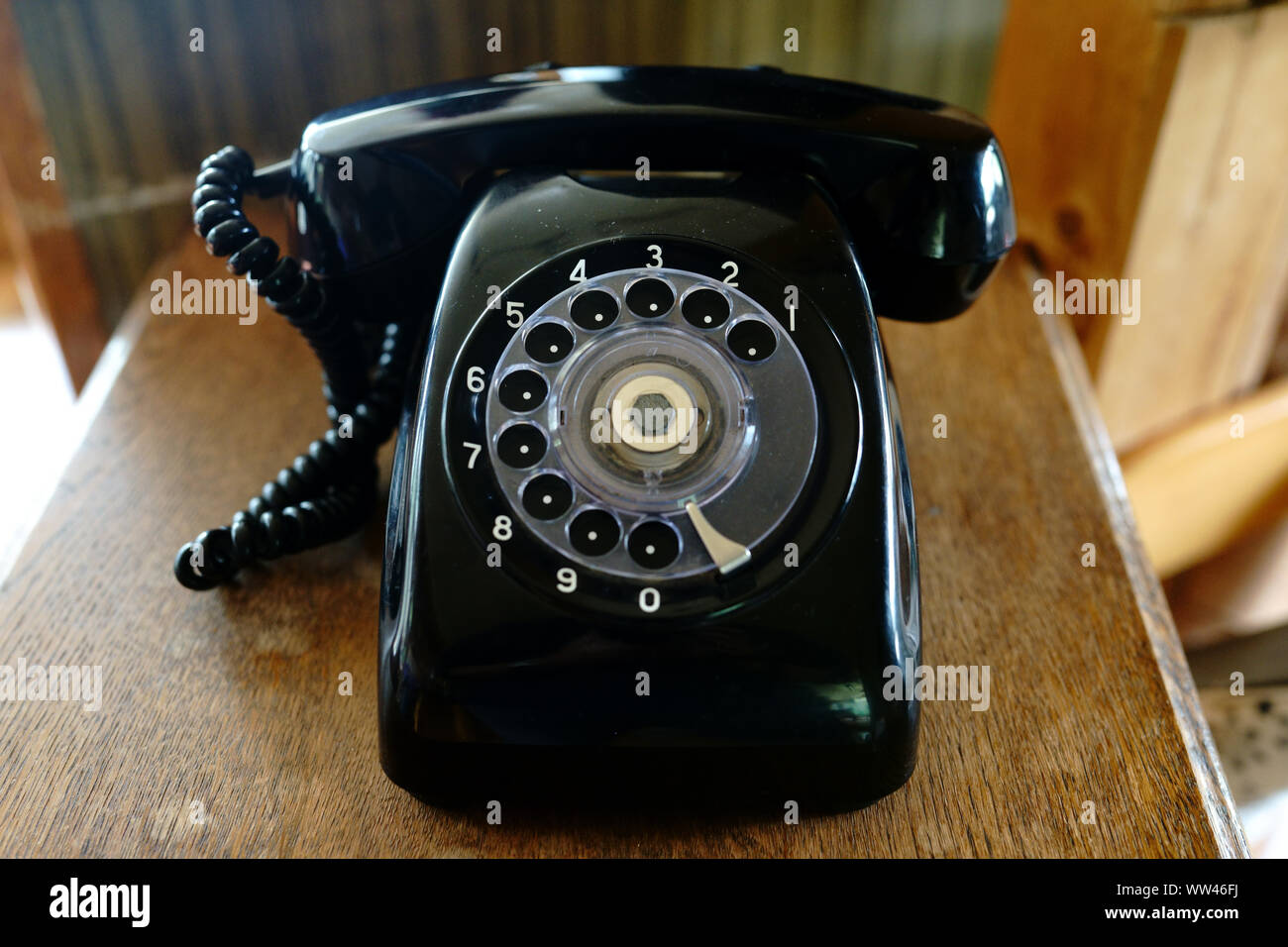 Old fashioned black telephone Stock Photo - Alamy