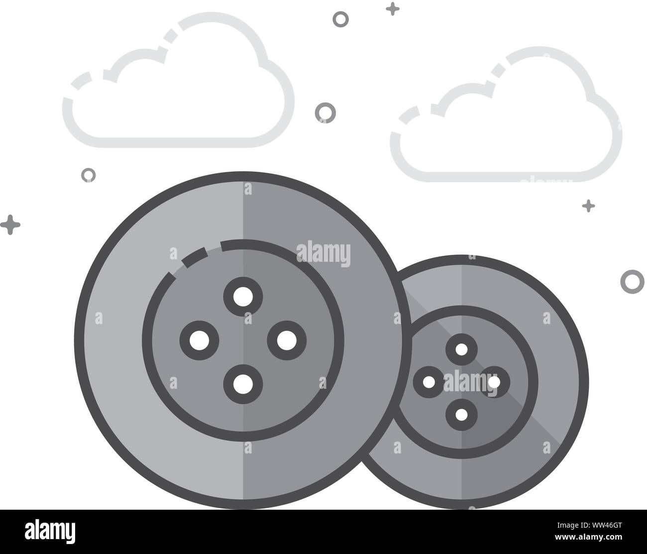 Button icon in flat outlined grayscale style. Vector illustration Stock ...