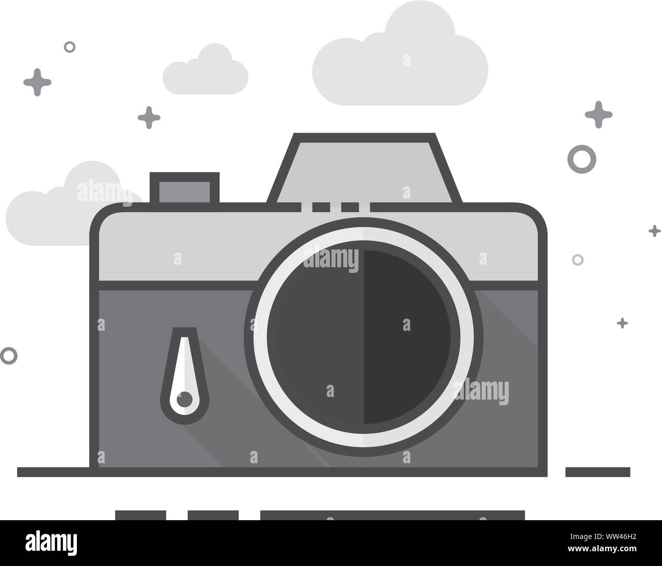 Camera icon in flat outlined grayscale style. Vector illustration Stock ...