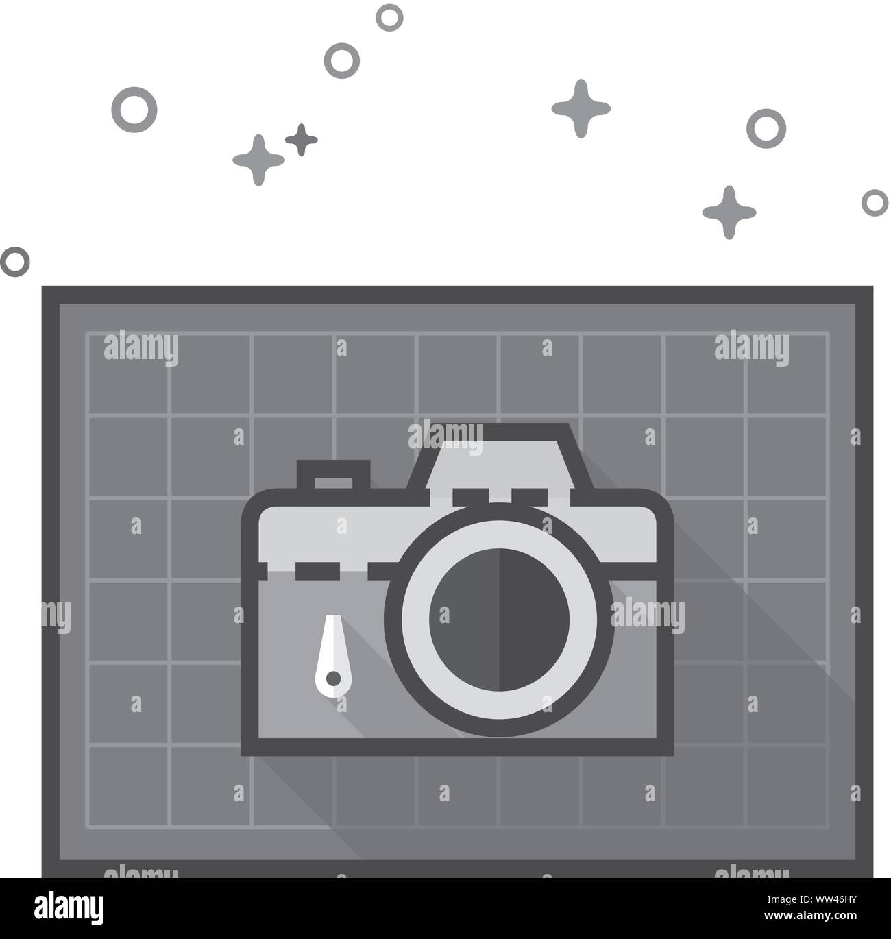 Camera icon in flat outlined grayscale style. Vector illustration Stock ...