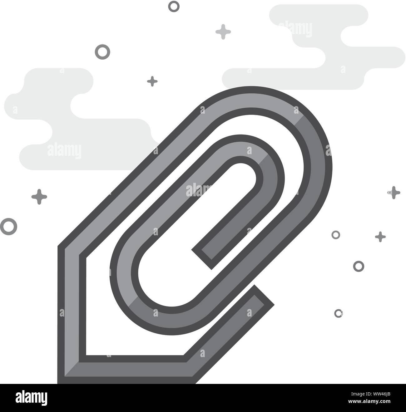 Attachment file icon in flat outlined grayscale style. Vector ...
