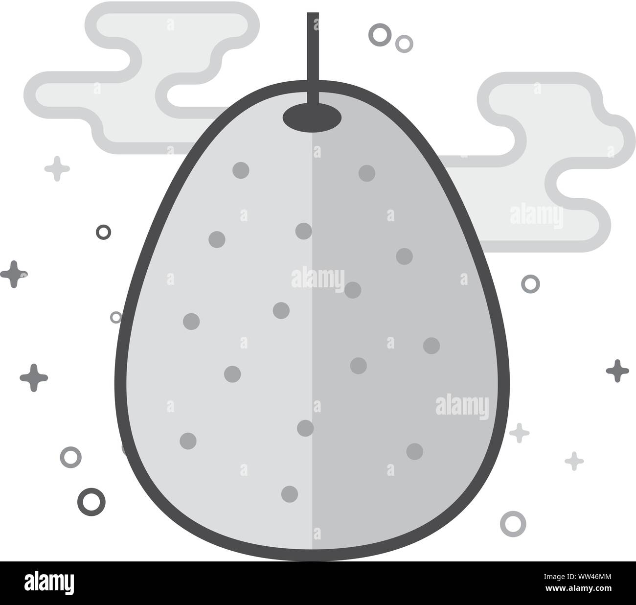 Pear icon in flat outlined grayscale style. Vector illustration Stock ...