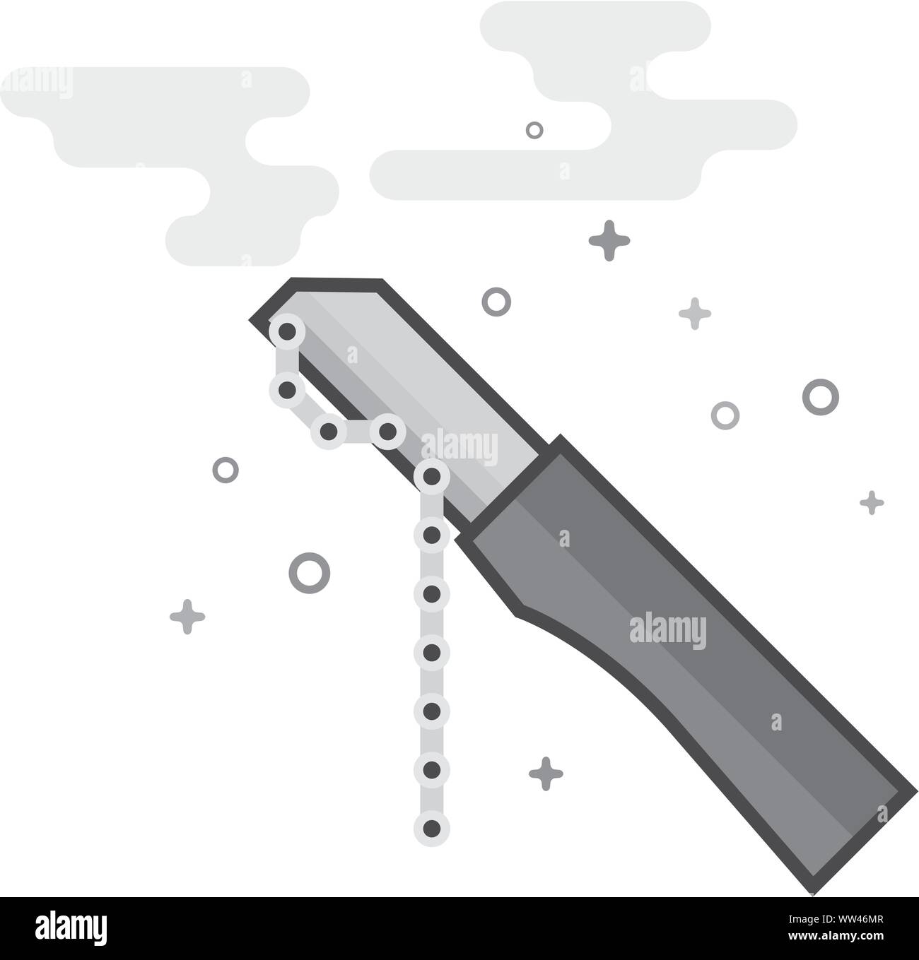 Chain whip icon in flat outlined grayscale style. Vector illustration ...