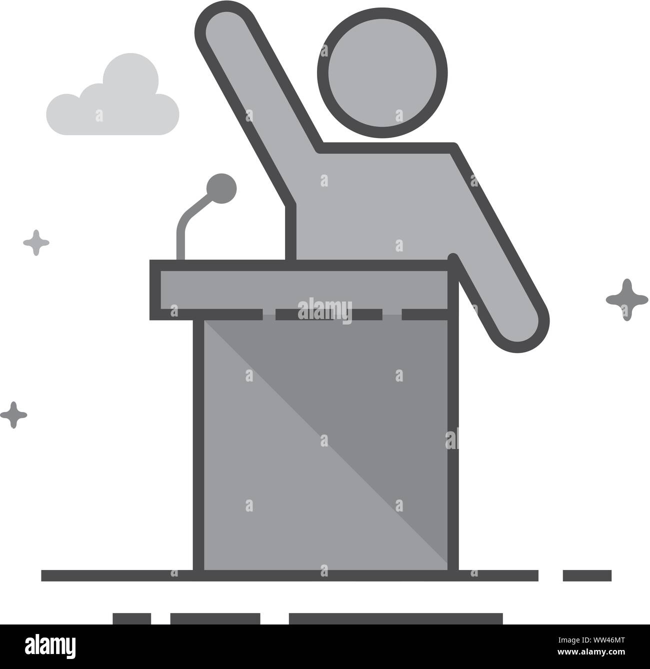 Auctioneer icon in flat outlined grayscale style. Vector illustration ...