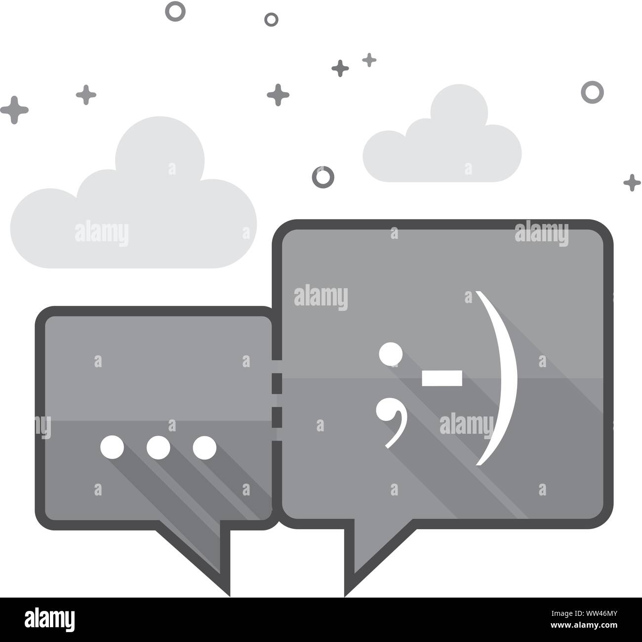 Chat sign icon in flat outlined grayscale style. Vector illustration ...