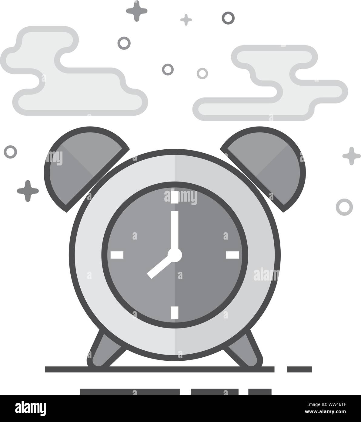 Clock icon in flat outlined grayscale style. Vector illustration Stock ...