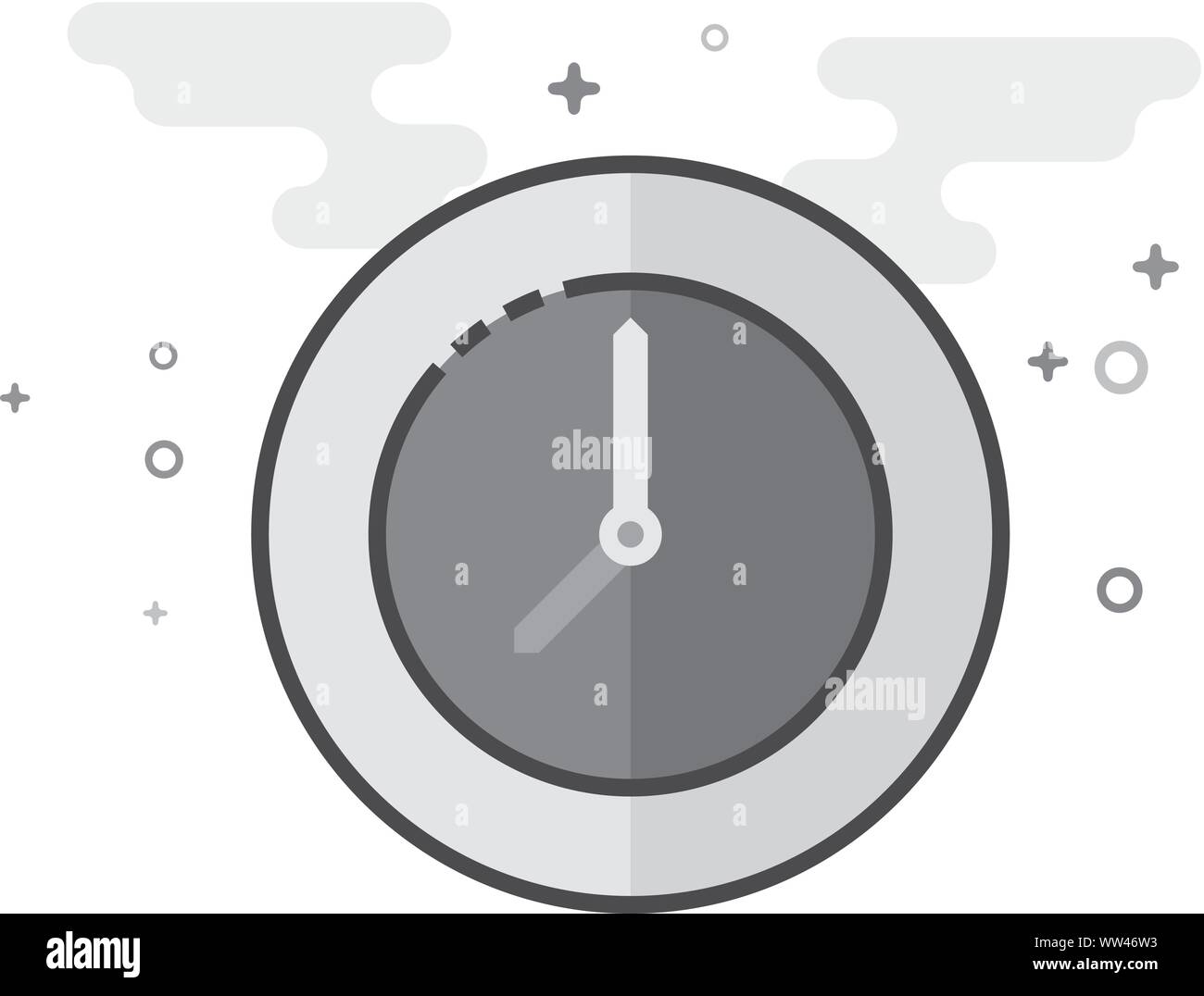 Clock icon in flat outlined grayscale style. Vector illustration Stock ...