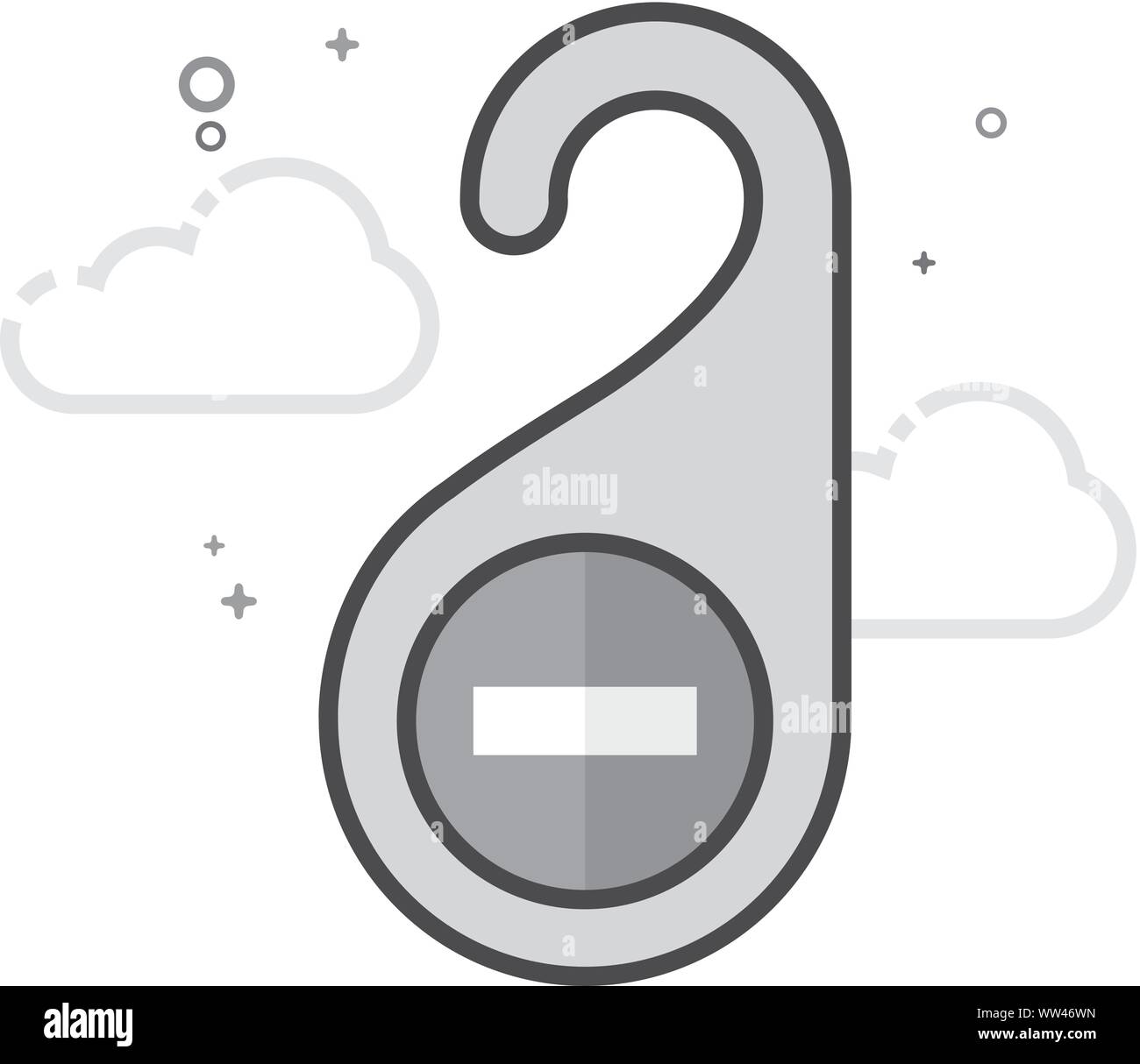 Door handle label icon in flat outlined grayscale style. Vector ...
