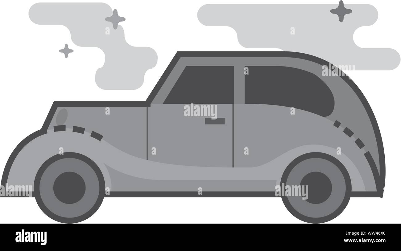 Vintage car icon in flat outlined grayscale style. Vector illustration ...