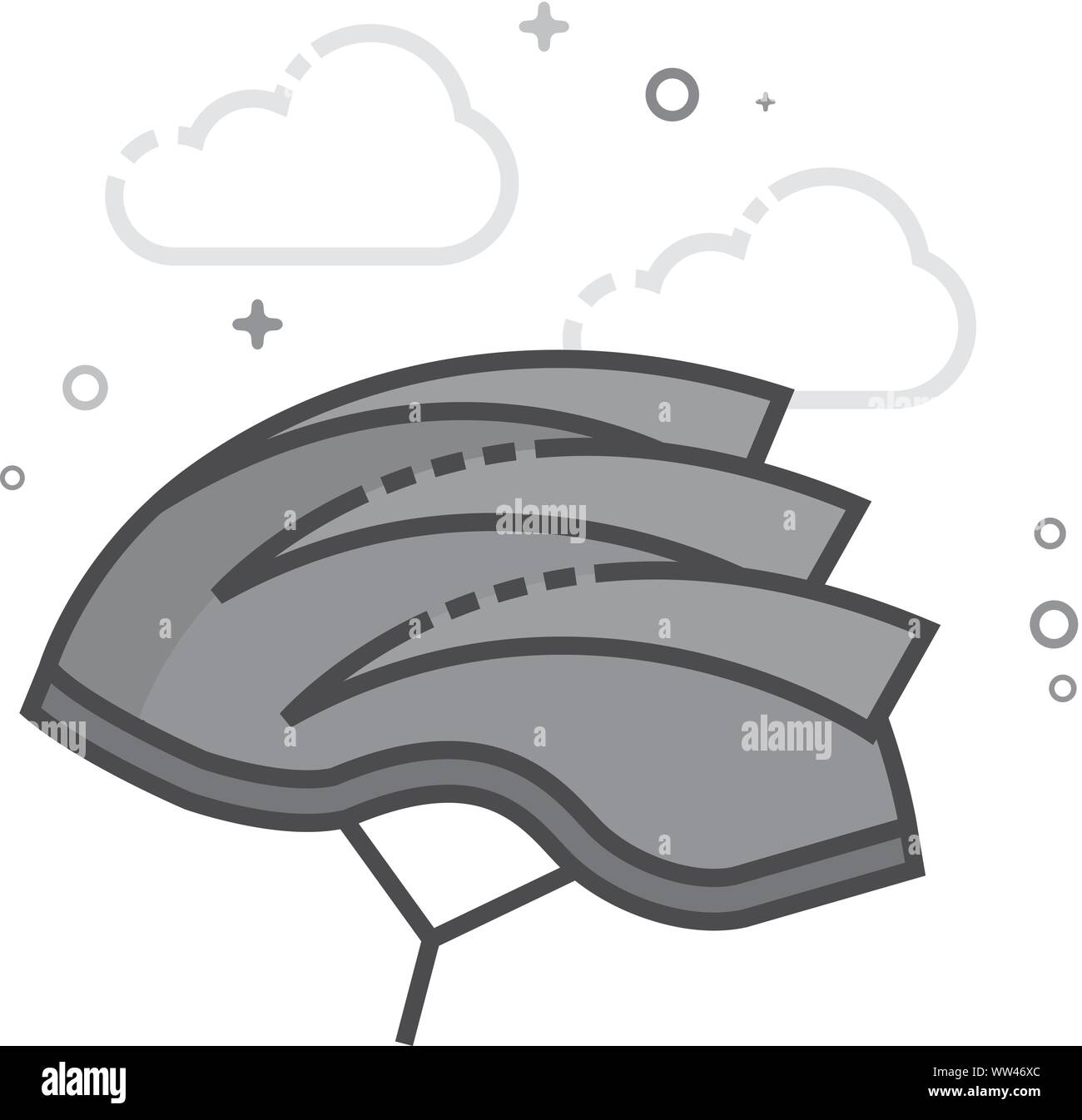 Bicycle helmet icon in flat outlined grayscale style. Vector ...