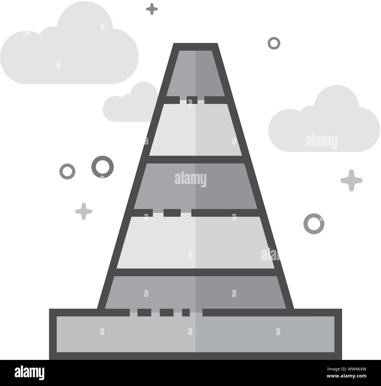 Traffic cone icon in flat outlined grayscale style. Vector illustration ...