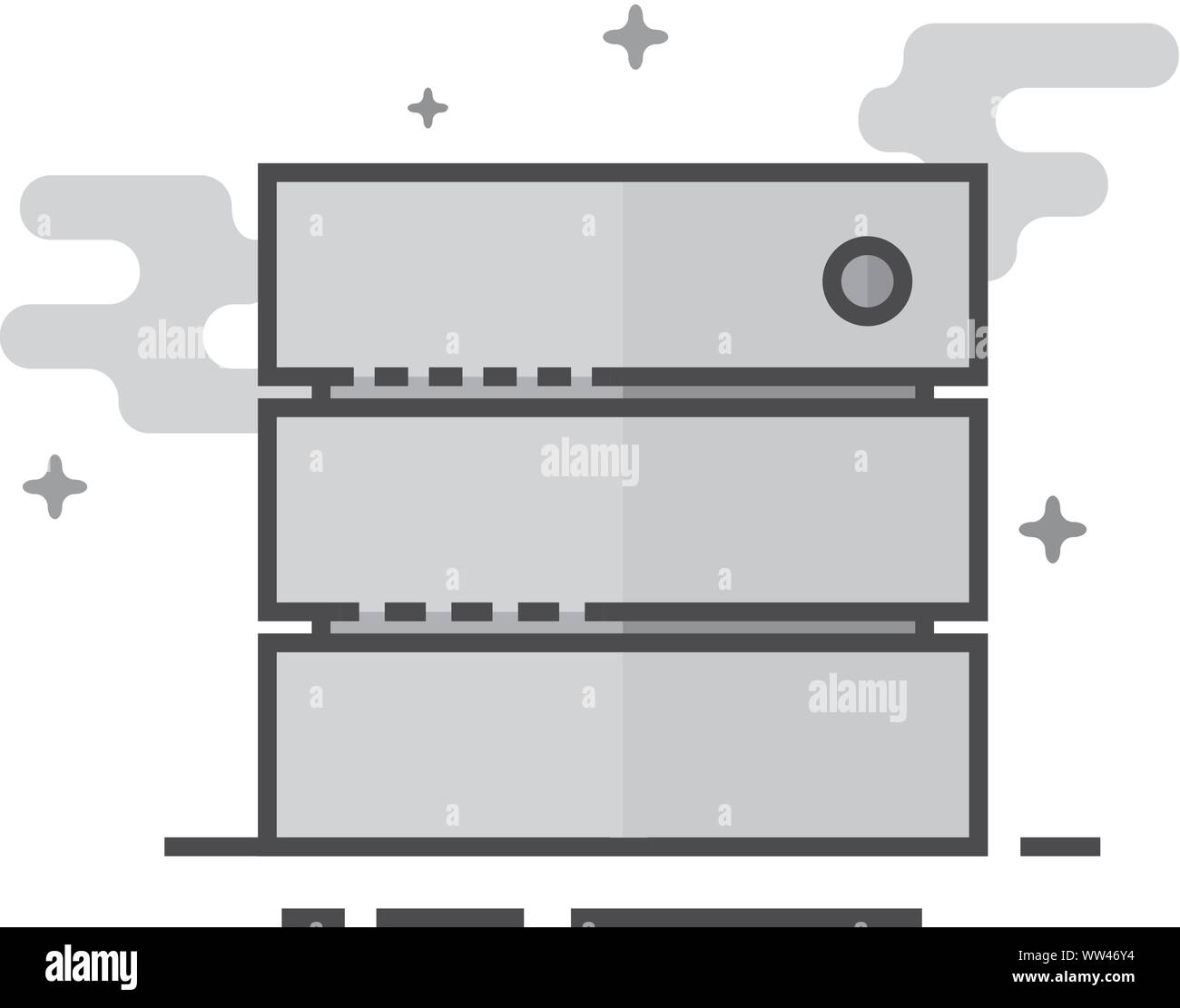 Database icon in flat outlined grayscale style. Vector illustration ...